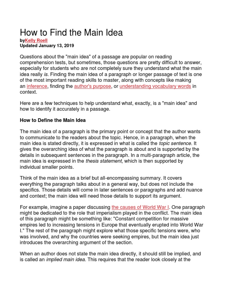 How To Find The Main Idea: Inference Author's Purpose Understanding ...