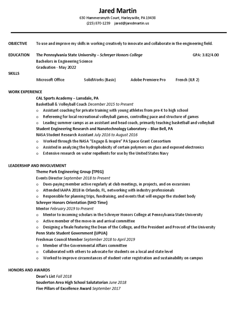 Resume Weebly | PDF | Pennsylvania State University | Pennsylvania