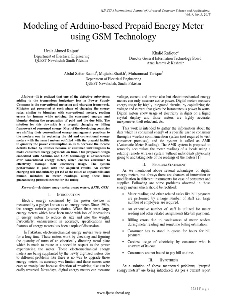 Paper 58-Modeling of Arduino Based Prepaid Energy Meter | PDF | Radio ...