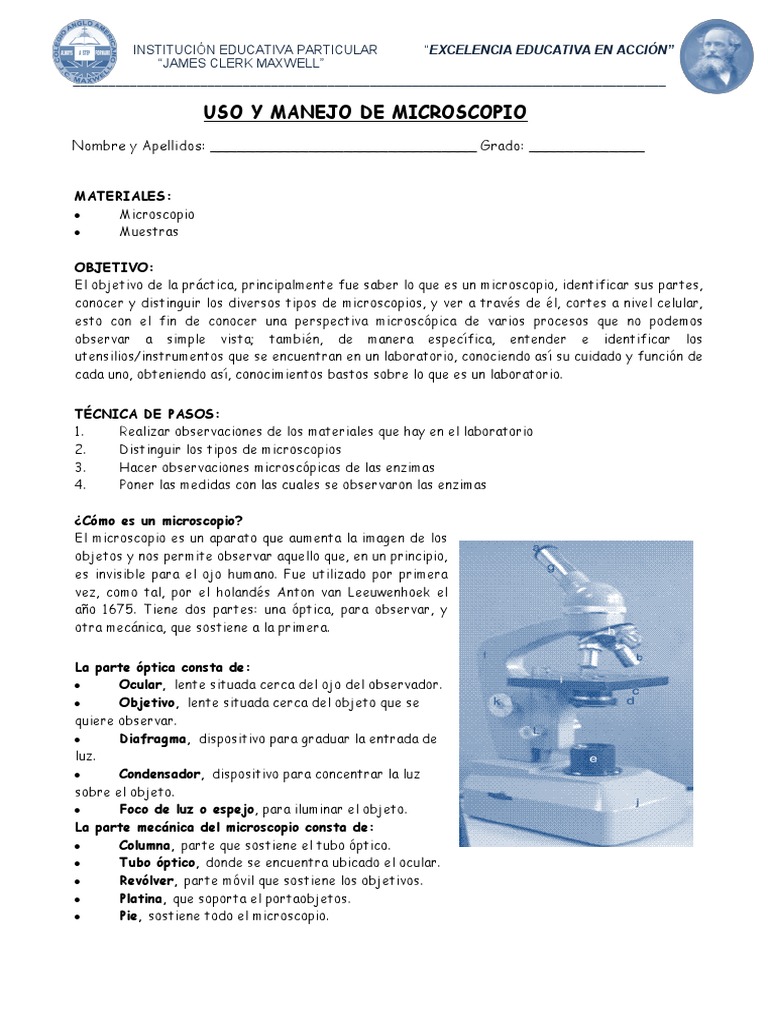 Uso y Manejo de Microscopio | Microscopio | Tinción Uso y Manejo de Microscopio | Microscopio | Tinción
