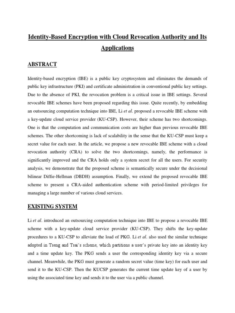 Identity-Based Encryption With Cloud | PDF | Public Key Cryptography ...
