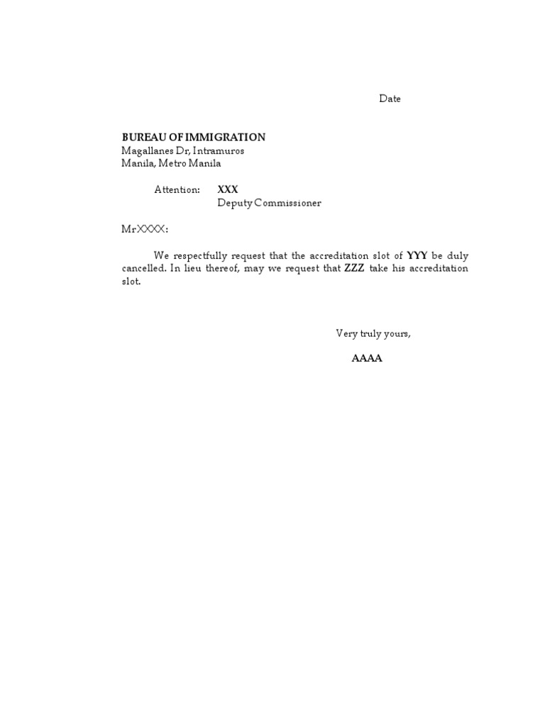 BI Cancellation Letter-Template | PDF