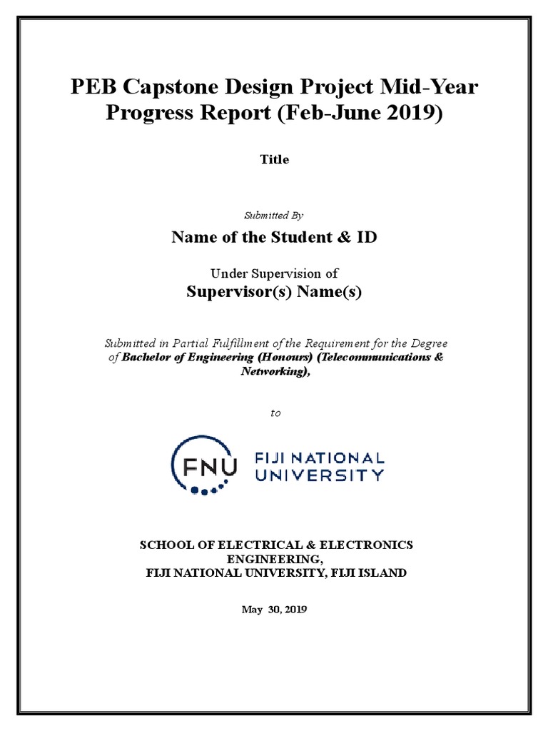 PEB Capstone Design Project Mid-Year Progress Report Template | PDF ...