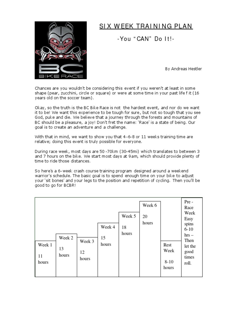 Six Week Training Plan: - You "CAN" Do It! | PDF | Sports