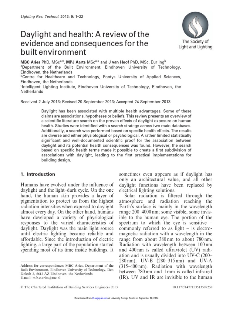 Daylight's Impact on Health and Design | PDF | Ultraviolet | Infrared