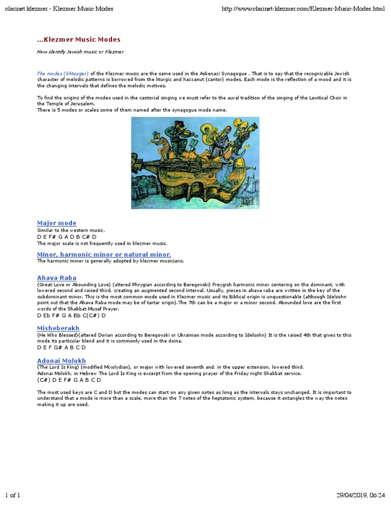 Klezmer Music Modes | PDF | Minor Scale | Mode (Music)