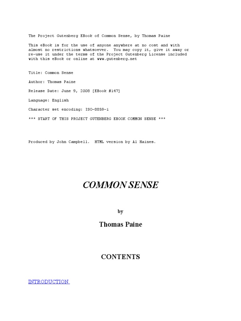 The Common Sense | PDF | Samuel | United Kingdom