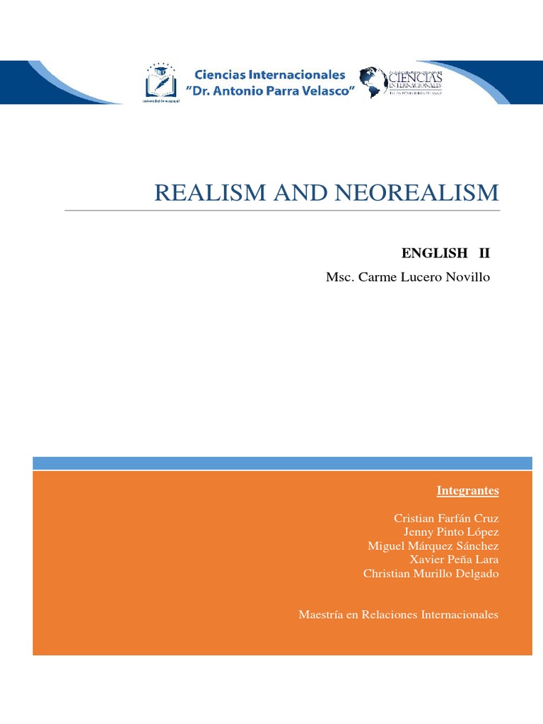 Realism and Neorealism: An Analysis of Theories of International ...