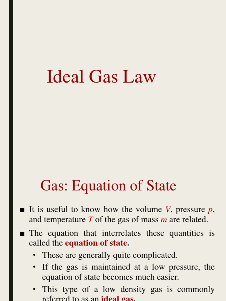 Lecture #10 Ideal Gas Law | PDF | Mole (Unit) | Gases