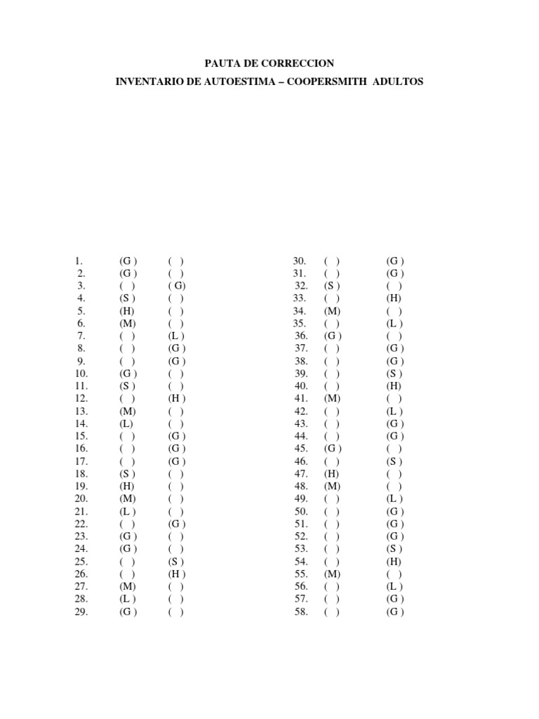 Correc Coopersmith Adultos PDF | PDF