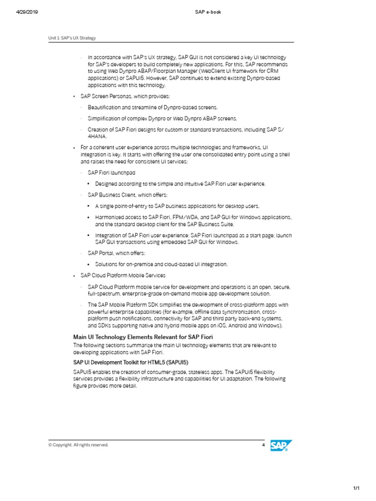 Unit 1: SAP's UX Strategy: Main UI Technology Elements Relevant For SAP ...