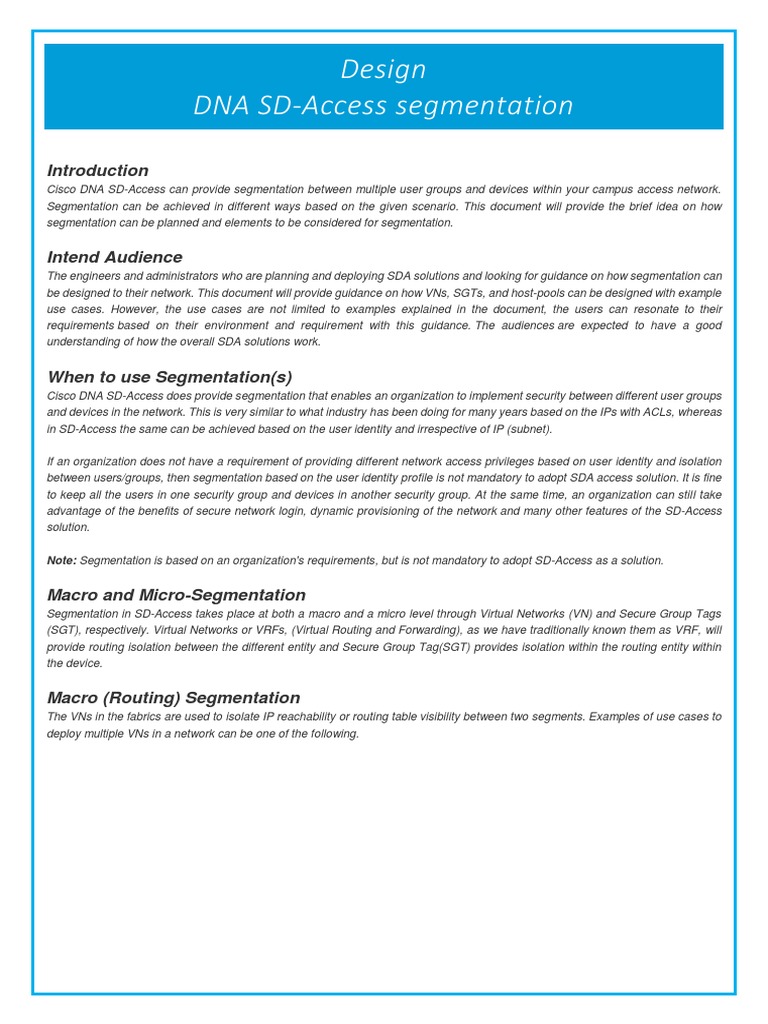 Design DNA SD-Access Segmentation - 1551640272 | PDF | Ip Address ...