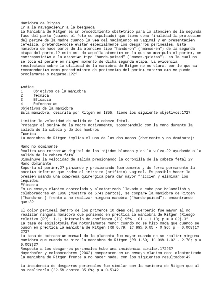 Maniobra de Ritgen | PDF | Embarazo humano | Parto