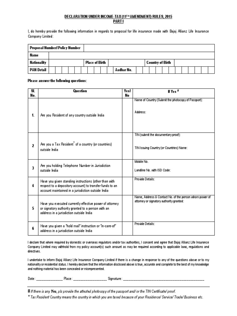 Declaration Under Income-Tax (11th Amendment) | PDF | Life Insurance ...