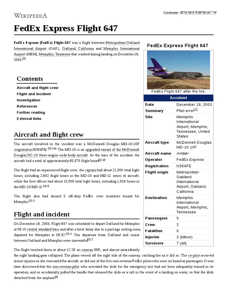 FedEx Express Flight 647 | PDF | Airliner Accidents And Incidents ...