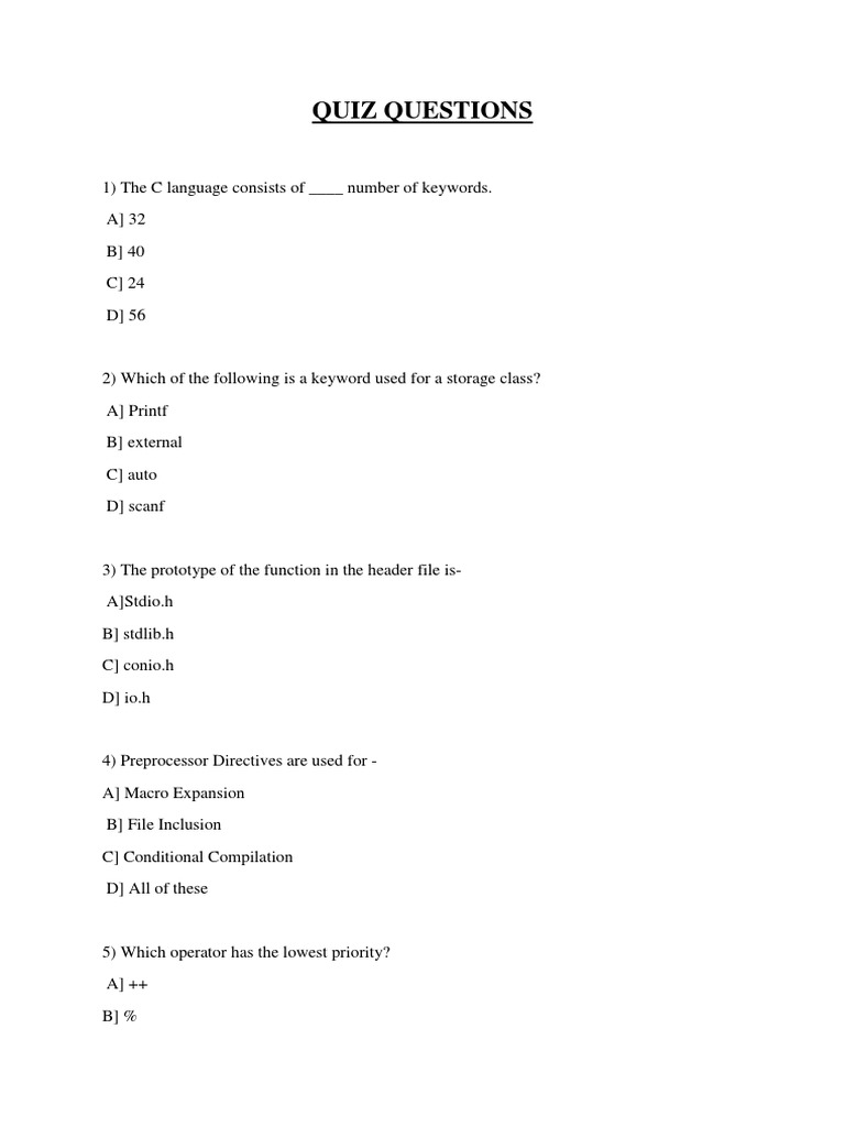 Quiz Questions | PDF