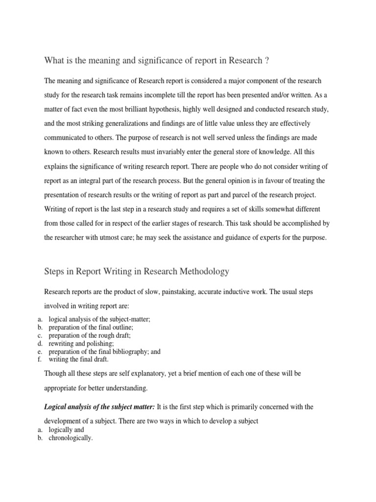Significance of Research Report Writing | PDF | Hypothesis | Data Analysis