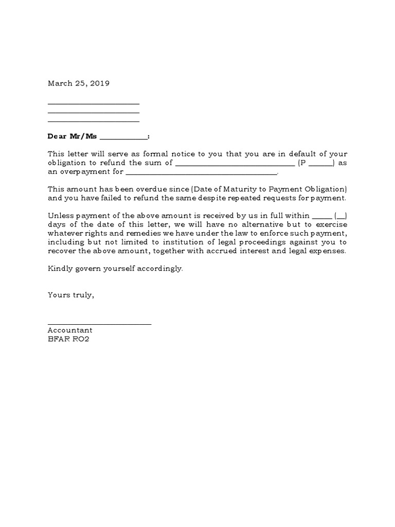 Demand Letter For Payment | PDF