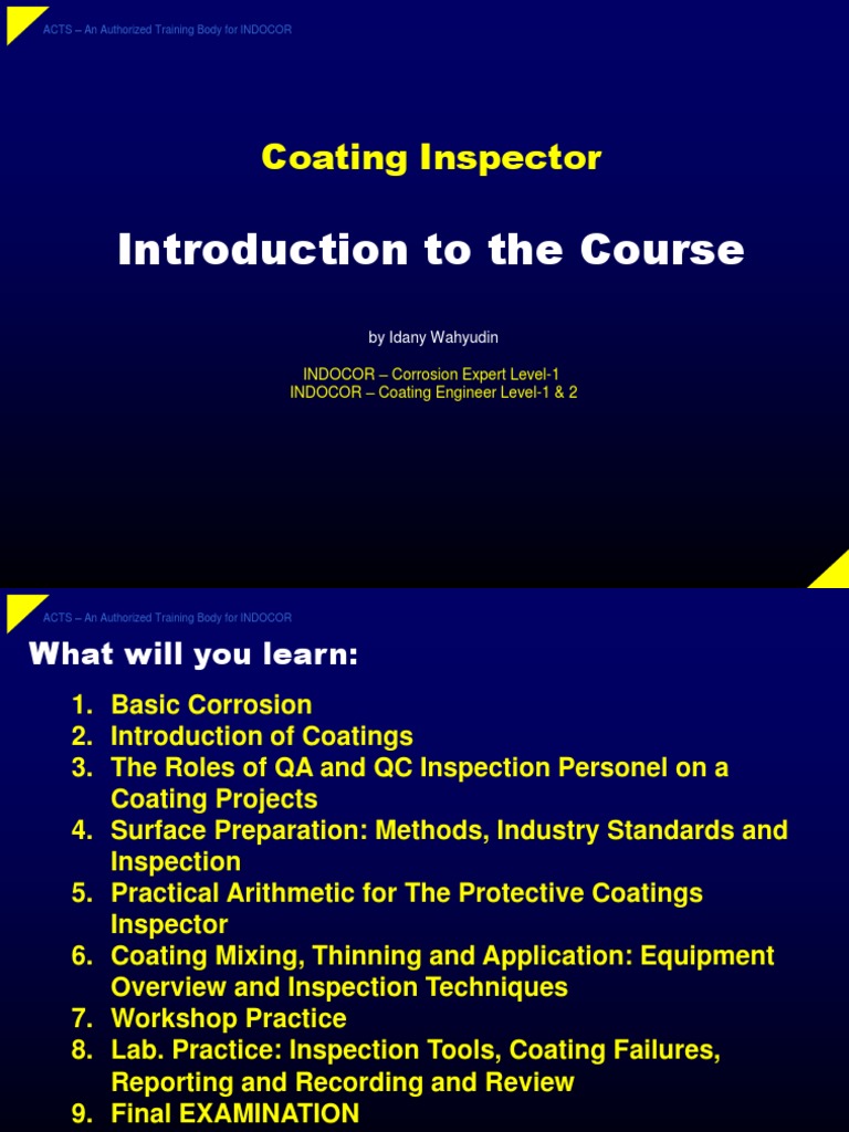 Introduction To The Course For Coatings Inspector by IW | PDF ...