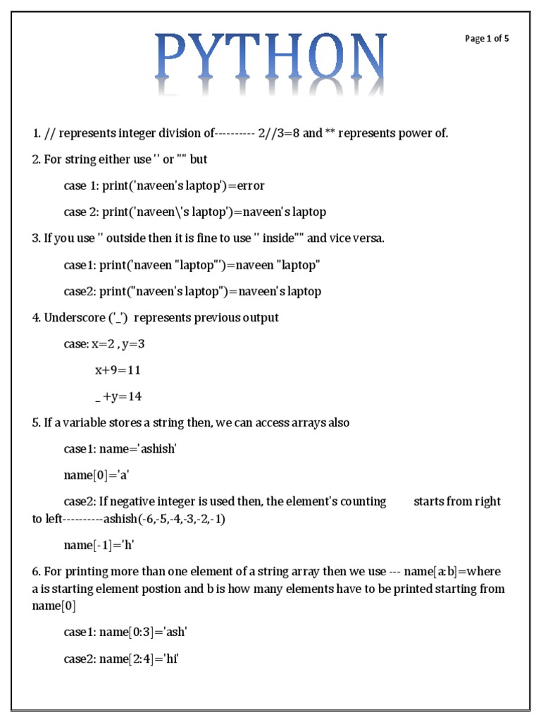 Pyhton 1 | PDF | Computer Programming | Notation Pyhton 1 | PDF | Computer Programming | Notation