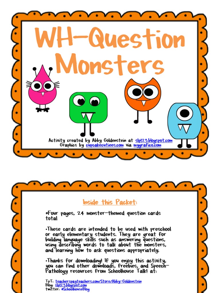 Monsters With WH QUESTİONS | PDF | Question | Communication