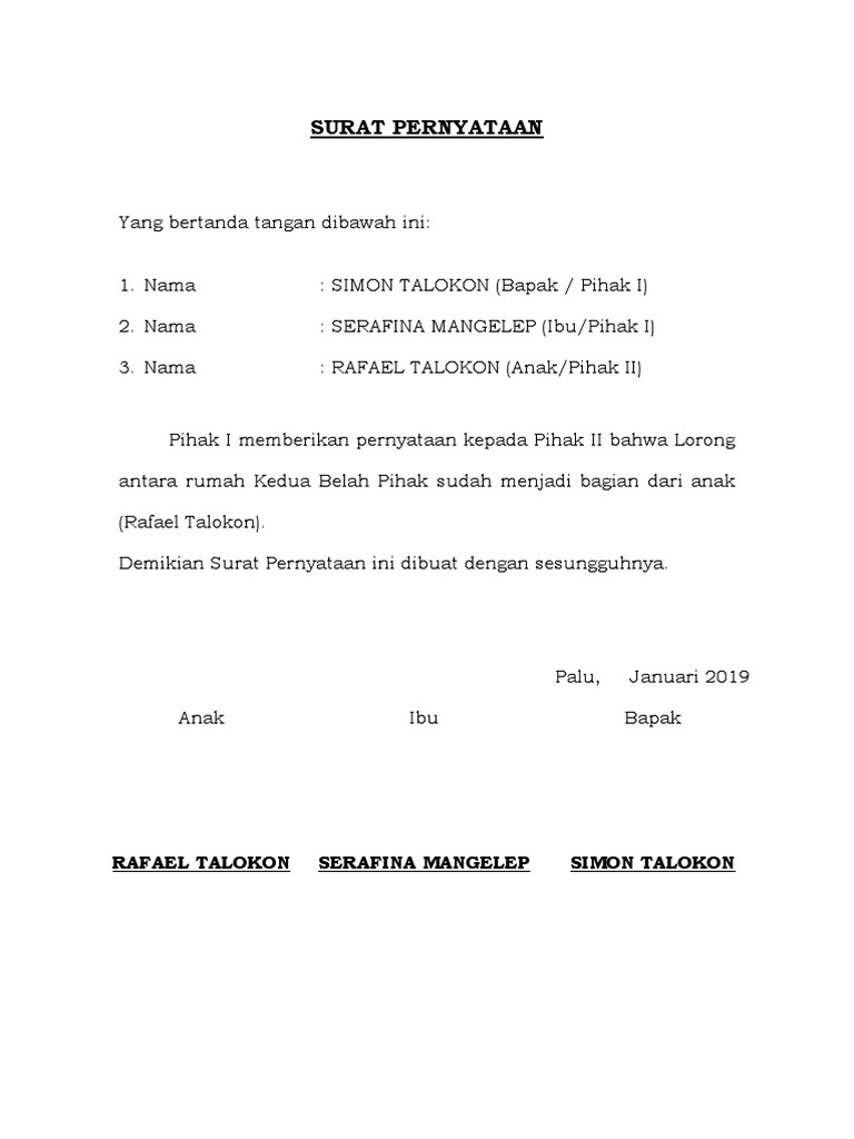 Surat Pembagian Warisan | PDF