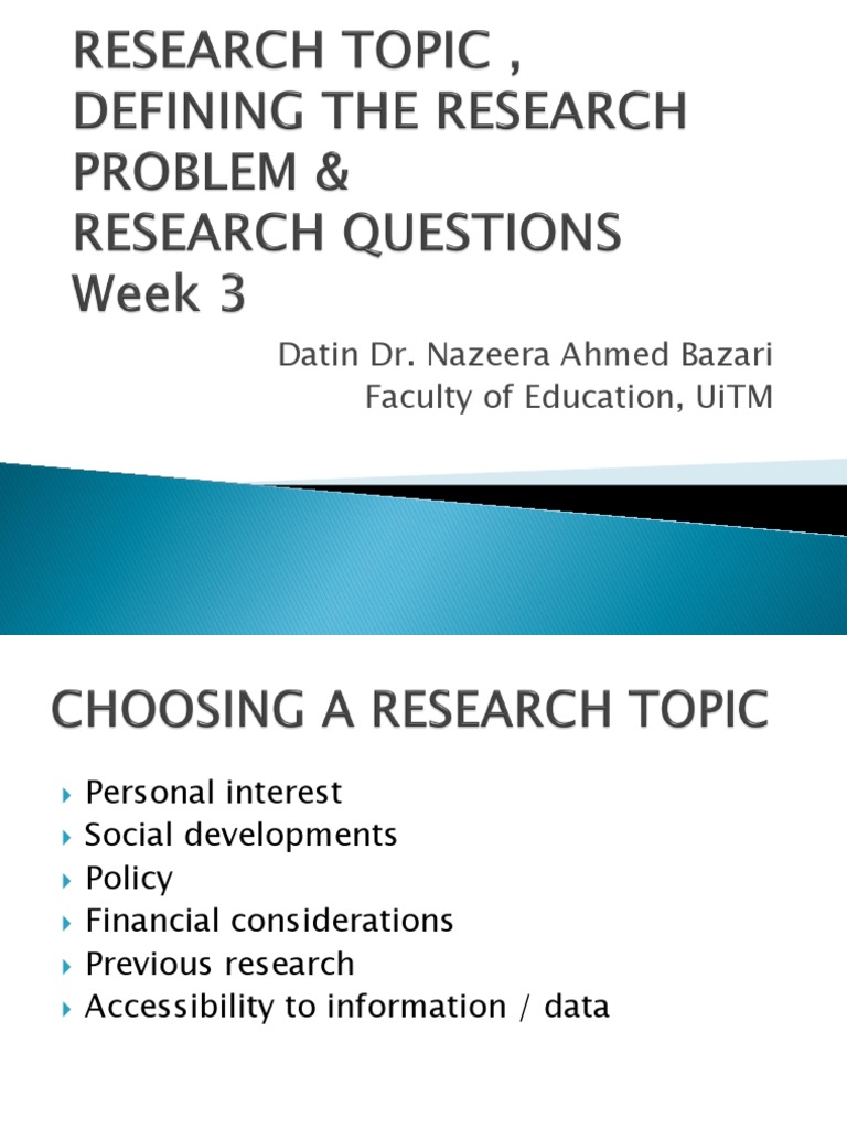 Topic, Research Problems, RQ and Types of Research | PDF | Qualitative ...