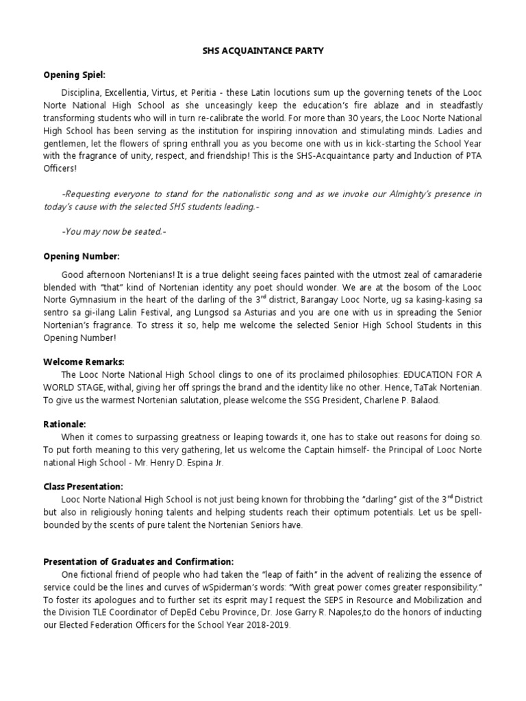 Shs Acquaintance Party | PDF