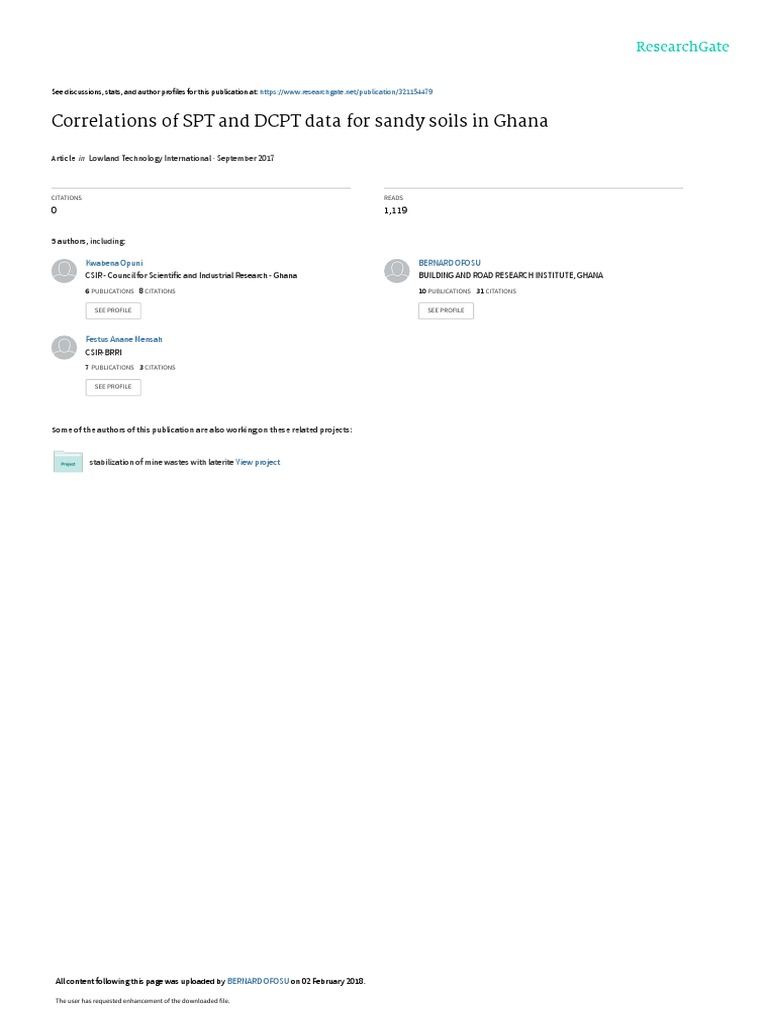 Correlations of SPT and DCPT Data For Sandy Soils in Ghana: Lowland ...