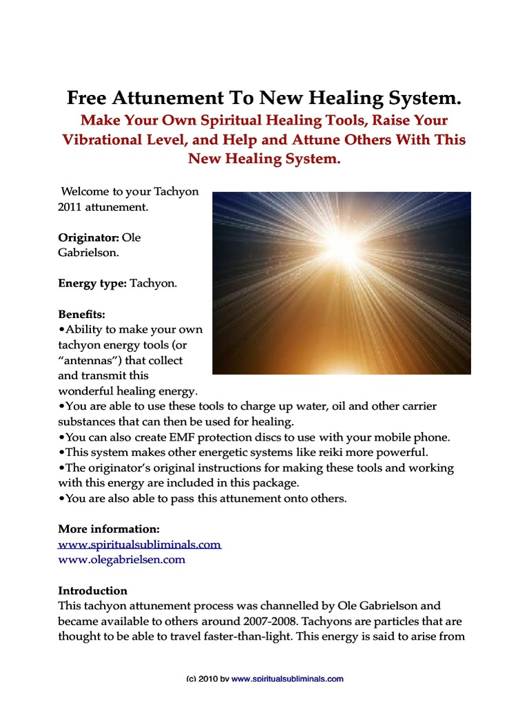 Tachyon Energy Healing Attunement Guide | PDF | Physics | Mechanics