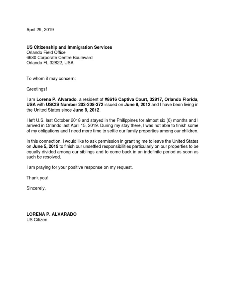 Uscis Letter of Request | PDF