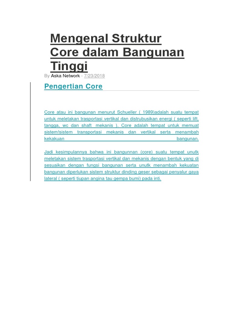 Mengenal Struktur Core Dalam Bangunan Tinggi | PDF