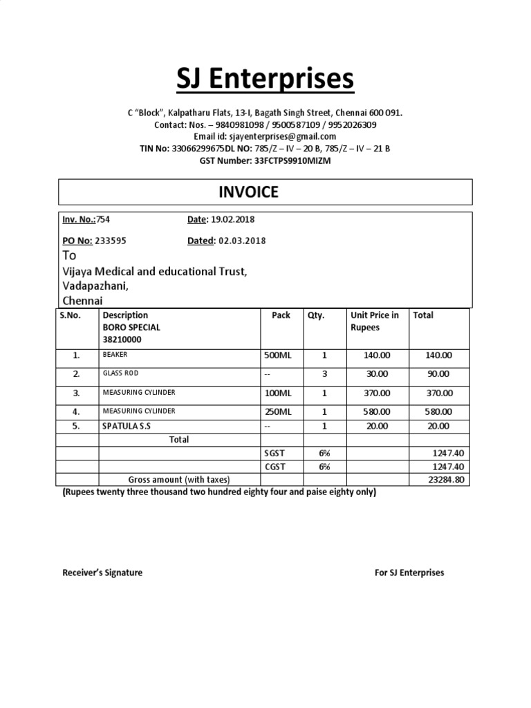 SJ Enterprises: Invoice | PDF