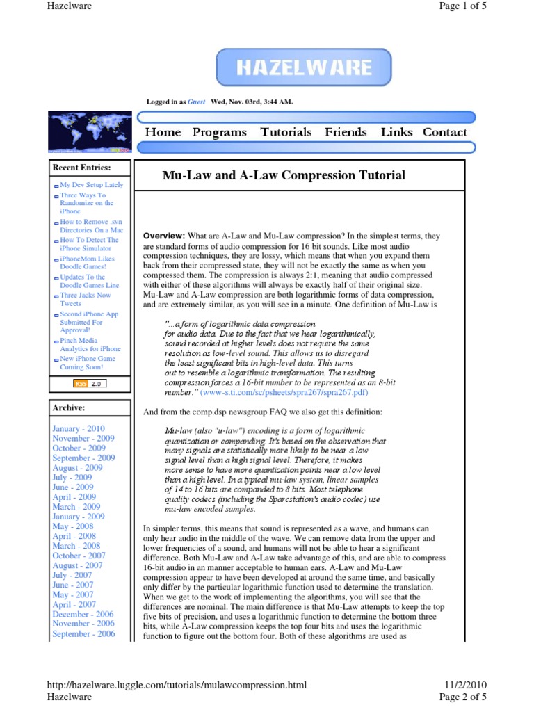 Tutorials Mu Law Compression | PDF | Data Compression | Electrical ...