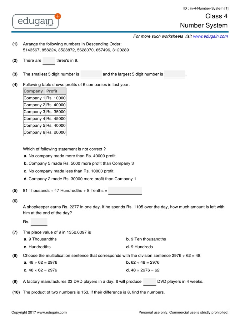 Grade 4 Number System in PDF | PDF | Teaching Mathematics