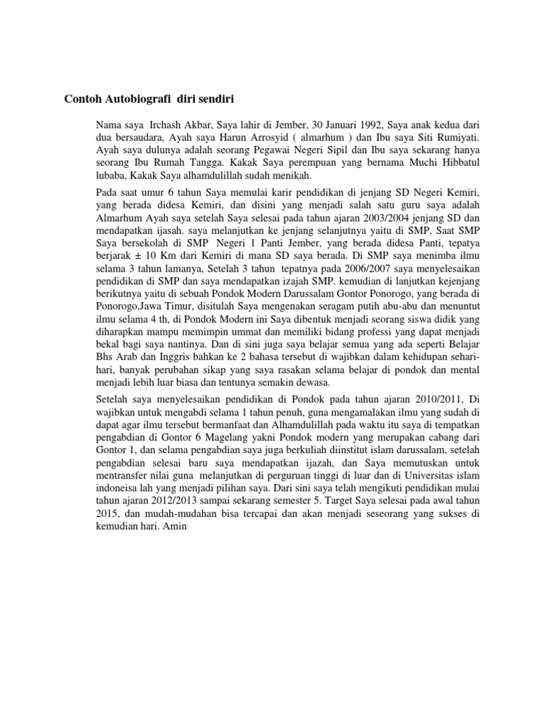 Contoh Autobiografi Diri Sendiri | PDF | Kesehatan Holistik