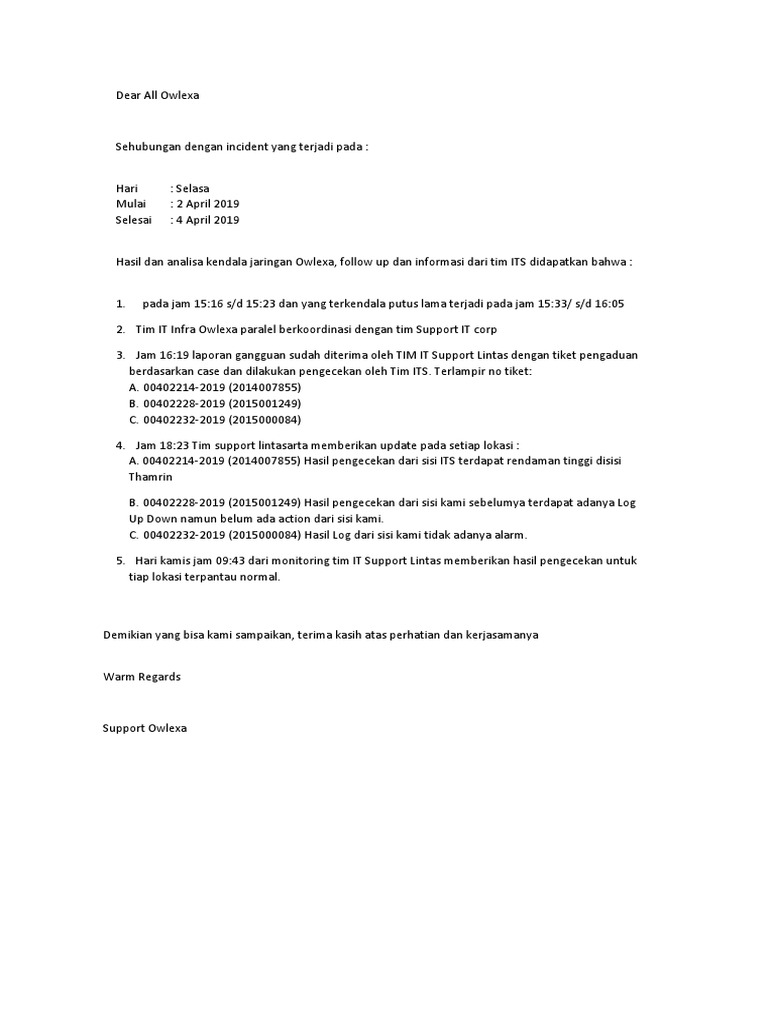 Contoh Laporan Incident Report | PDF