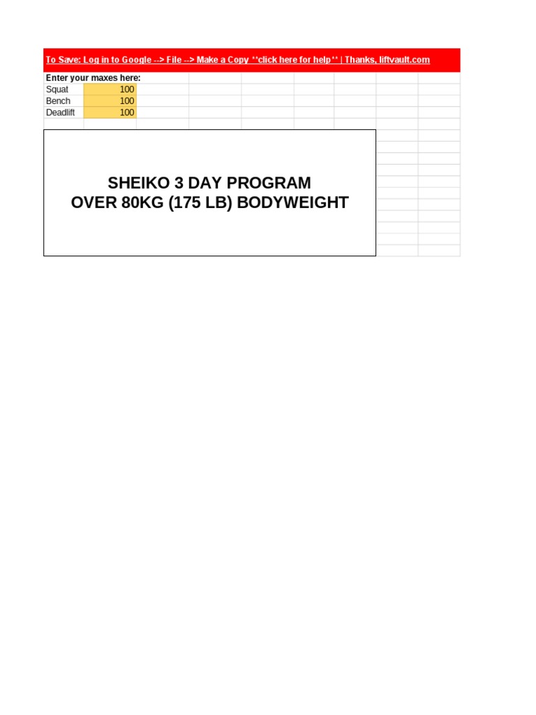 Sheiko 3 Day Program - Over 80kg - 175lbs | PDF | Dance Science | Human ...
