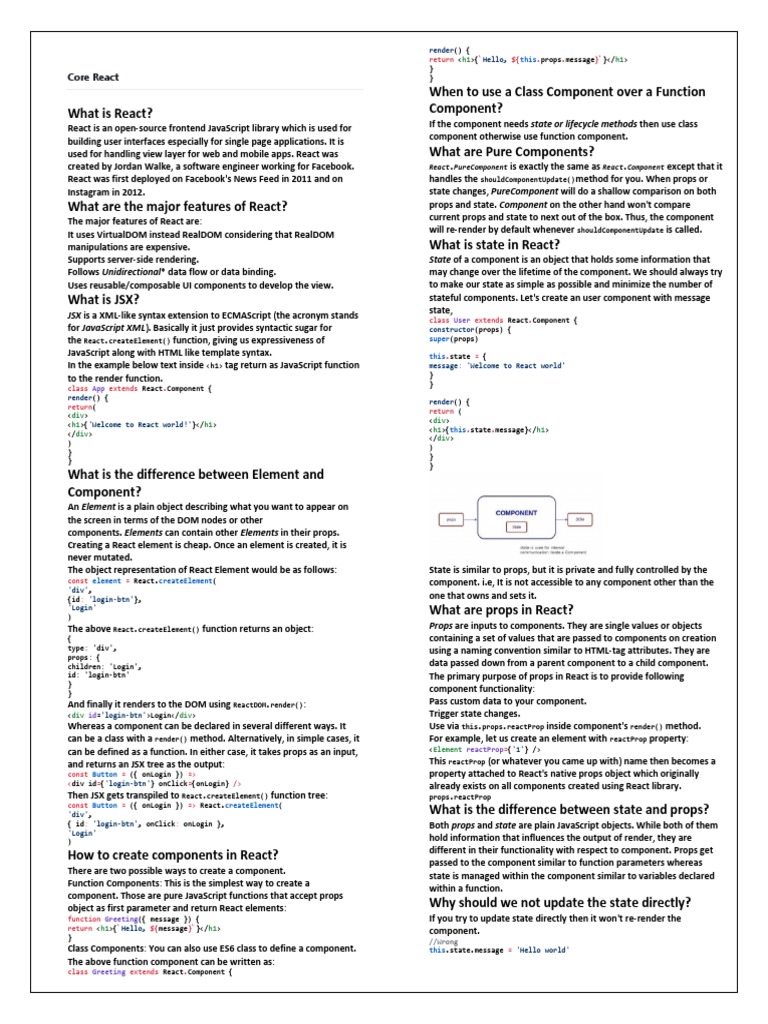 Core React: State of A Component Is An Object That Holds Some Information That | PDF | Java ...