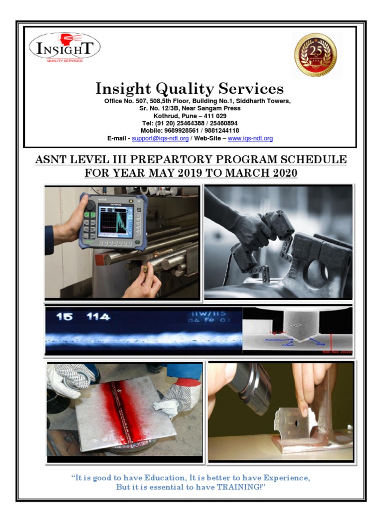 ASNT Level III Exam Preparatory Program Calendar Provides Comprehensive Schedule and Details for ...