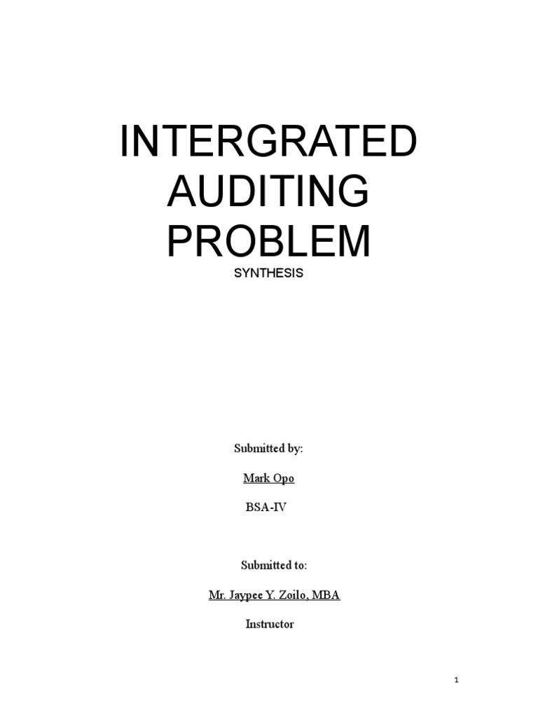 Intergrated Auditing Problem: Synthesis | PDF | Fair Value | Equity ...