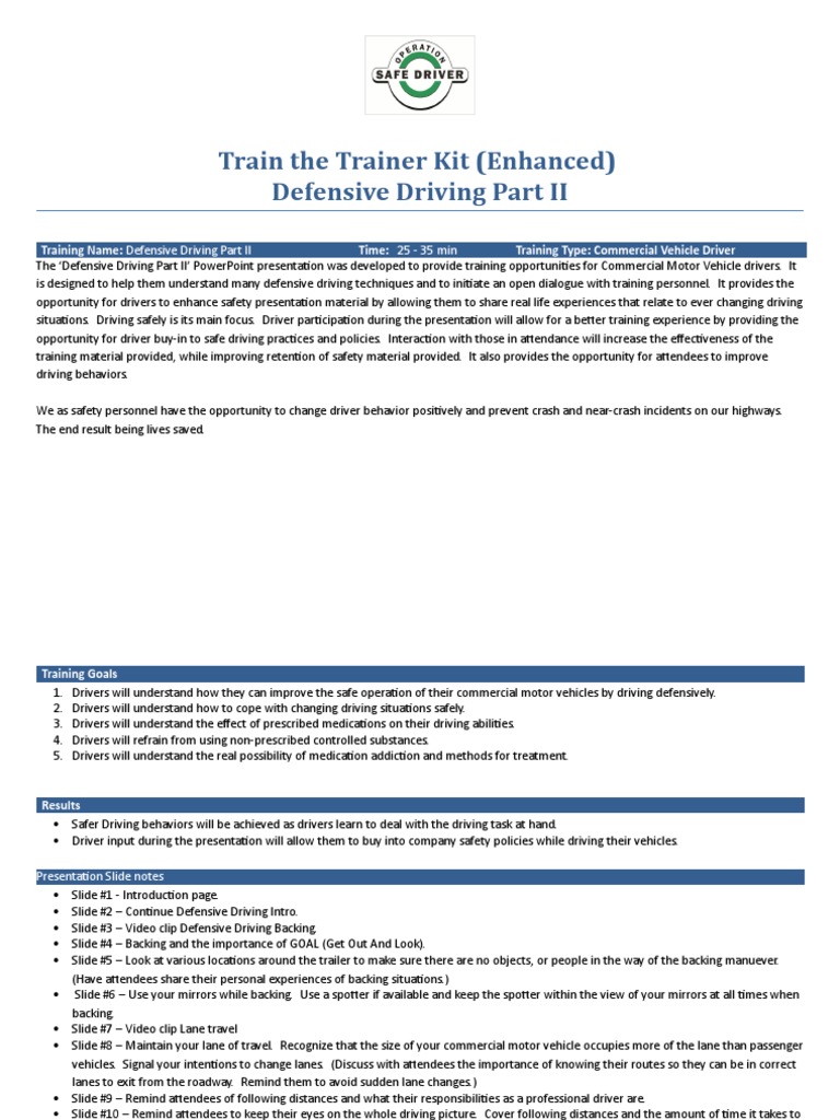 Defensive Driving Training for CMV Drivers | PDF | Vehicles | Microsoft ...