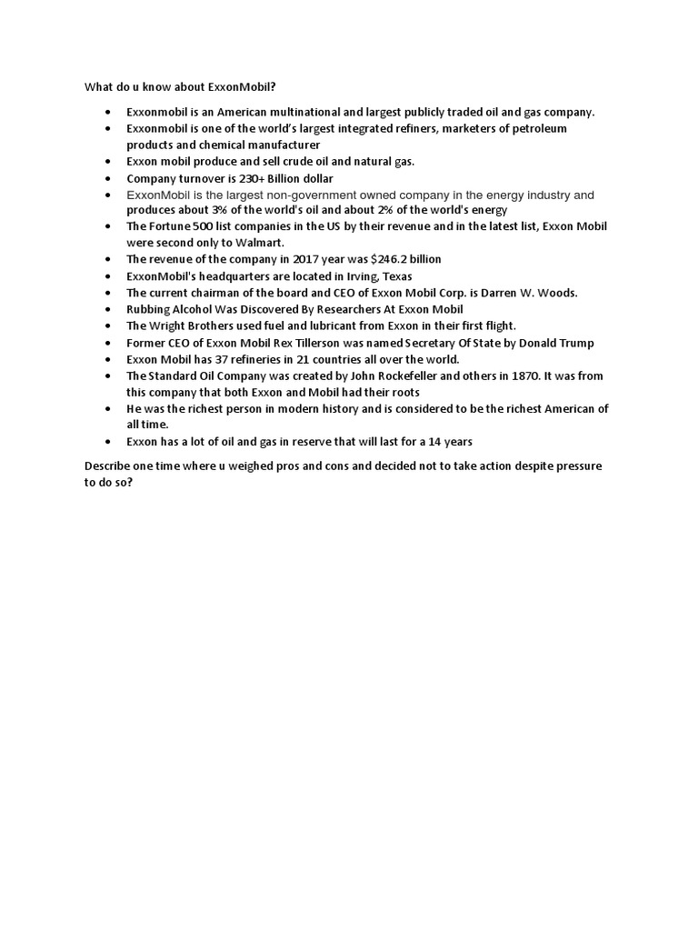 ExxonMobil: Largest Oil Company Overview | PDF | Travel