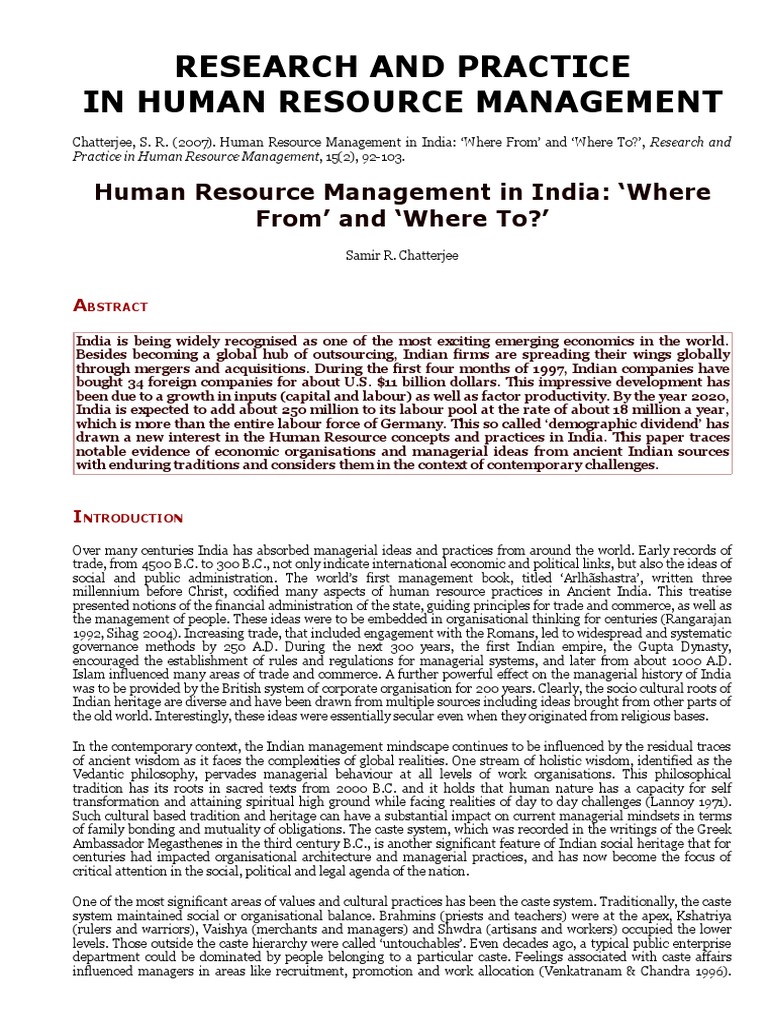 HRM in India | PDF | Human Resources | Employment