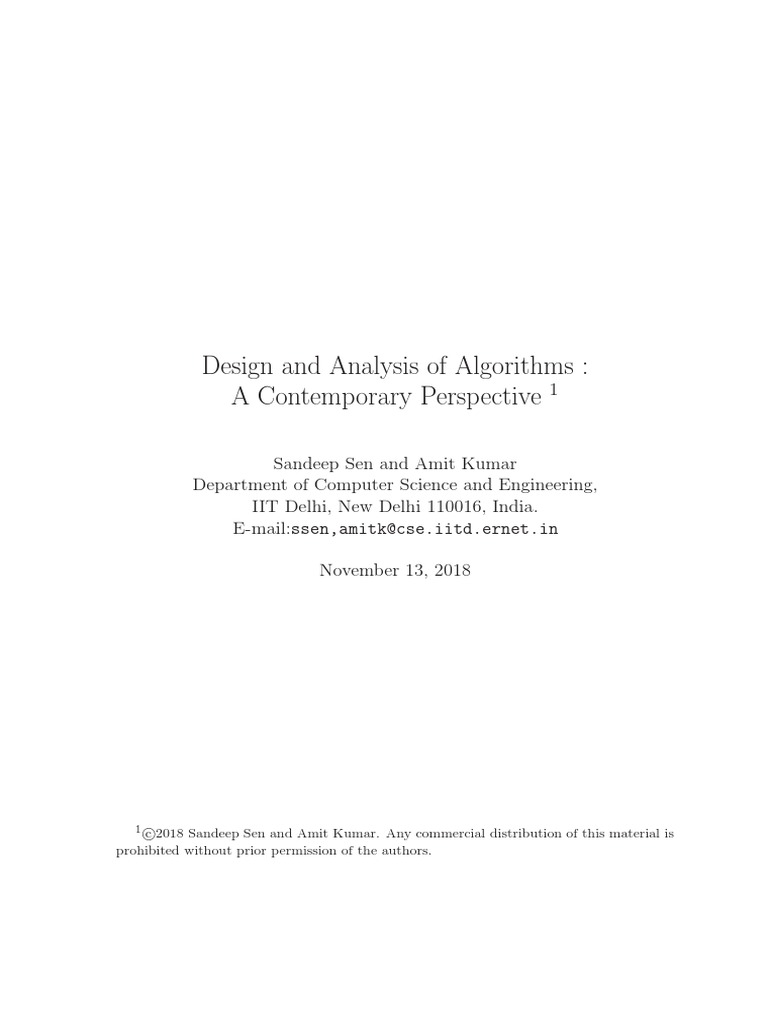 Sandeep Sen Algorithms Notes | PDF | Applied Mathematics | Combinatorics