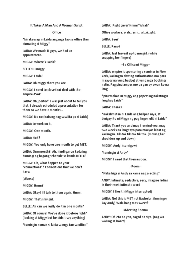 It Takes A Man and A Woman Script | PDF
