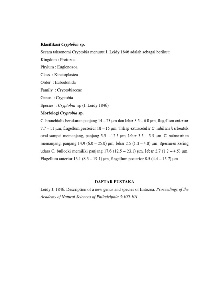 Klasifikasi Cryptobia SP | PDF