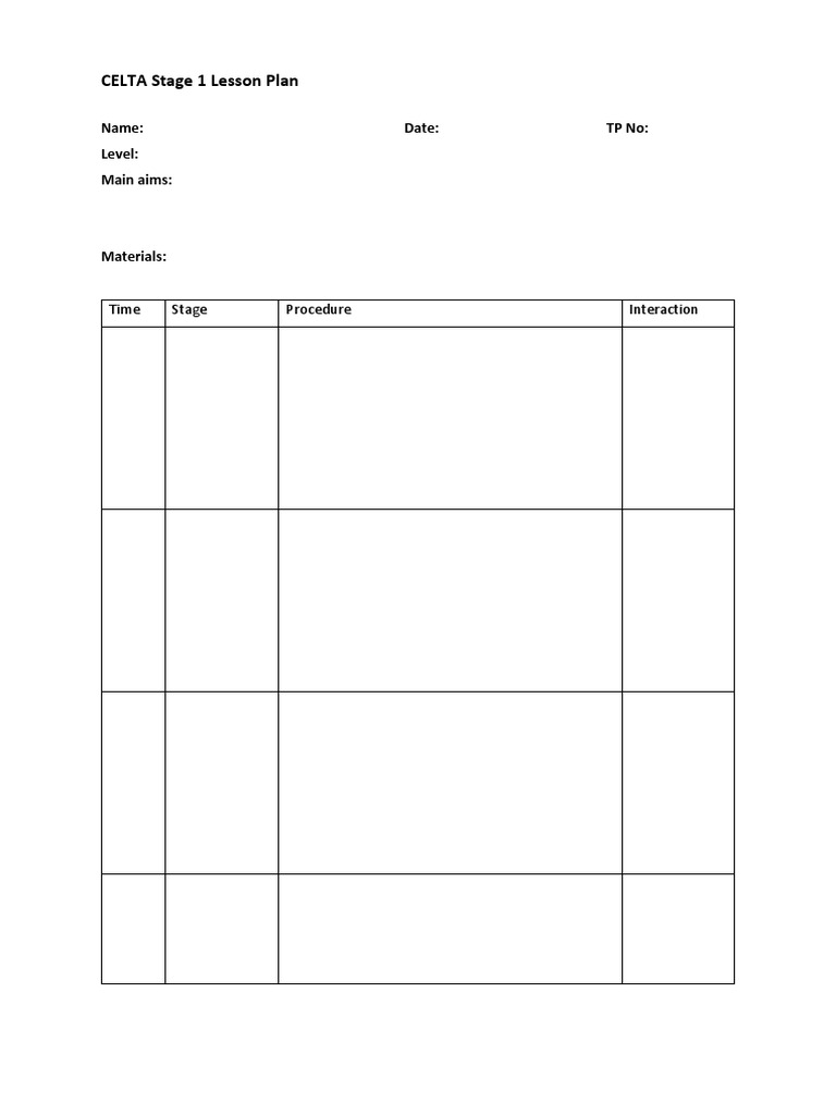 CELTA Stage 1 Lesson Plan | PDF