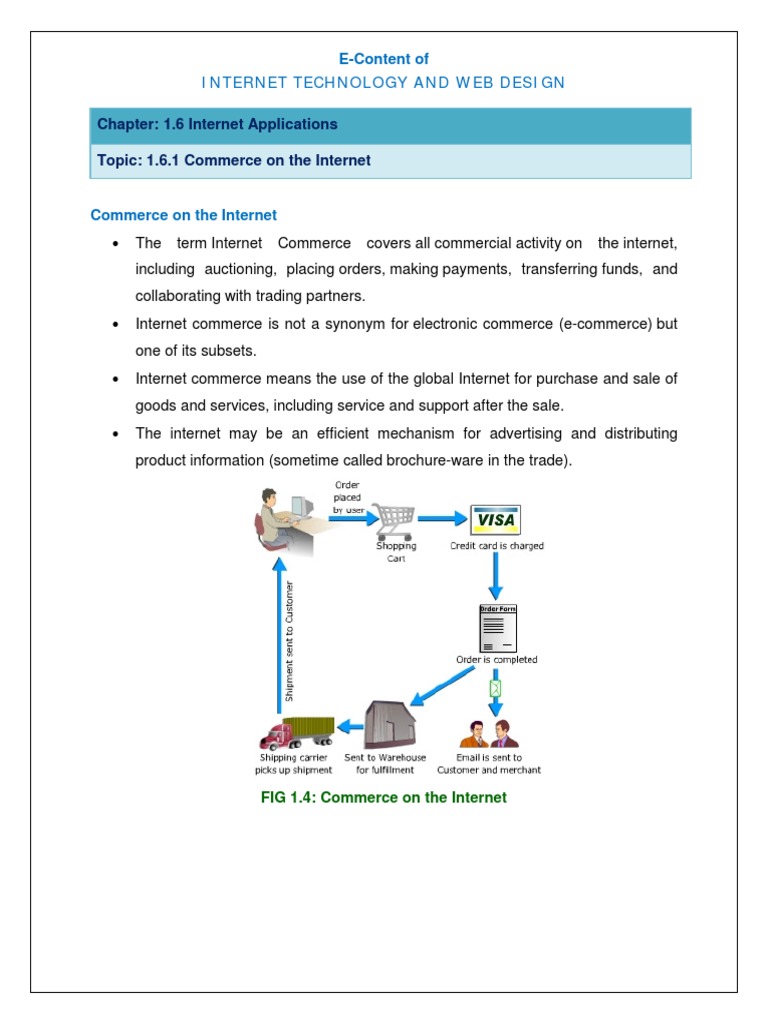 Chapter: 1.6 Internet Applications Topic: 1.6.1 Commerce On The ...