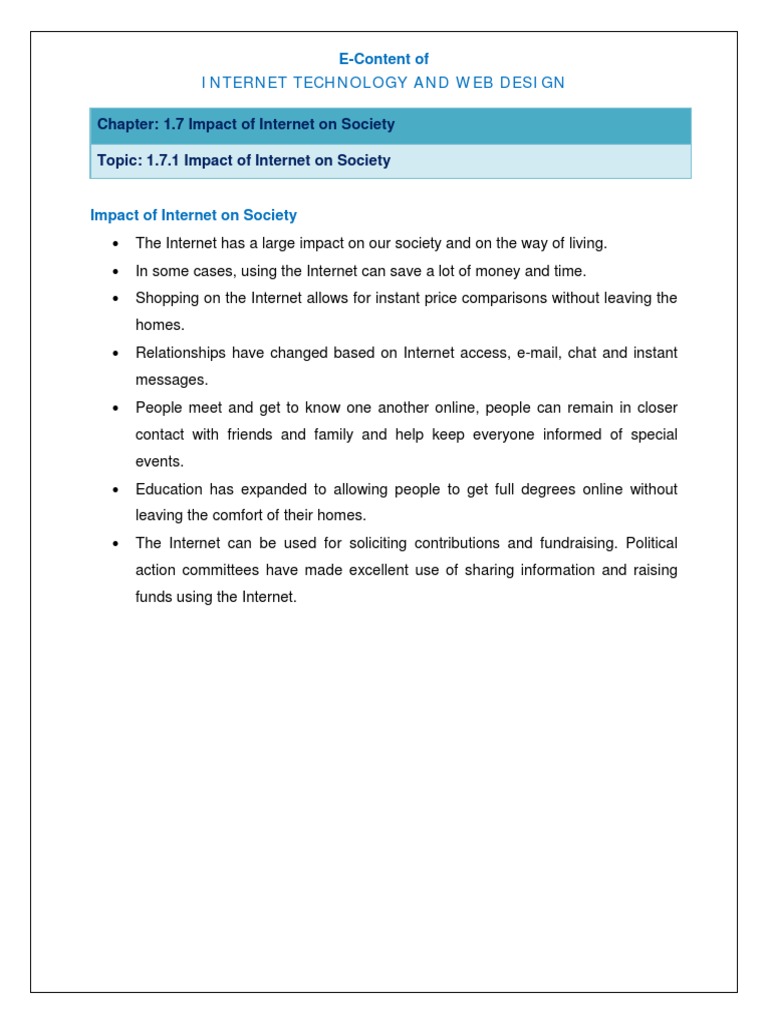 Impact of the Internet on Society | PDF | Cybercrime | Internet